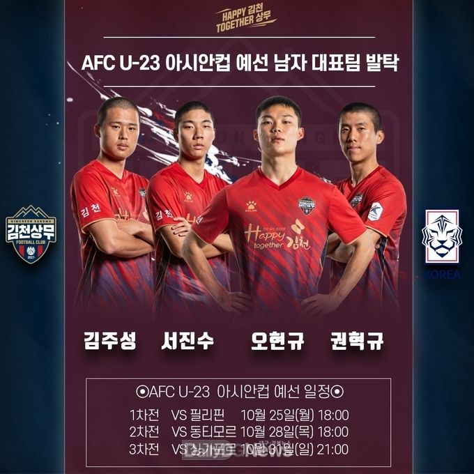 김천상무, K리그 1,2 통틀어 최다 발탁 구단 거듭나다!